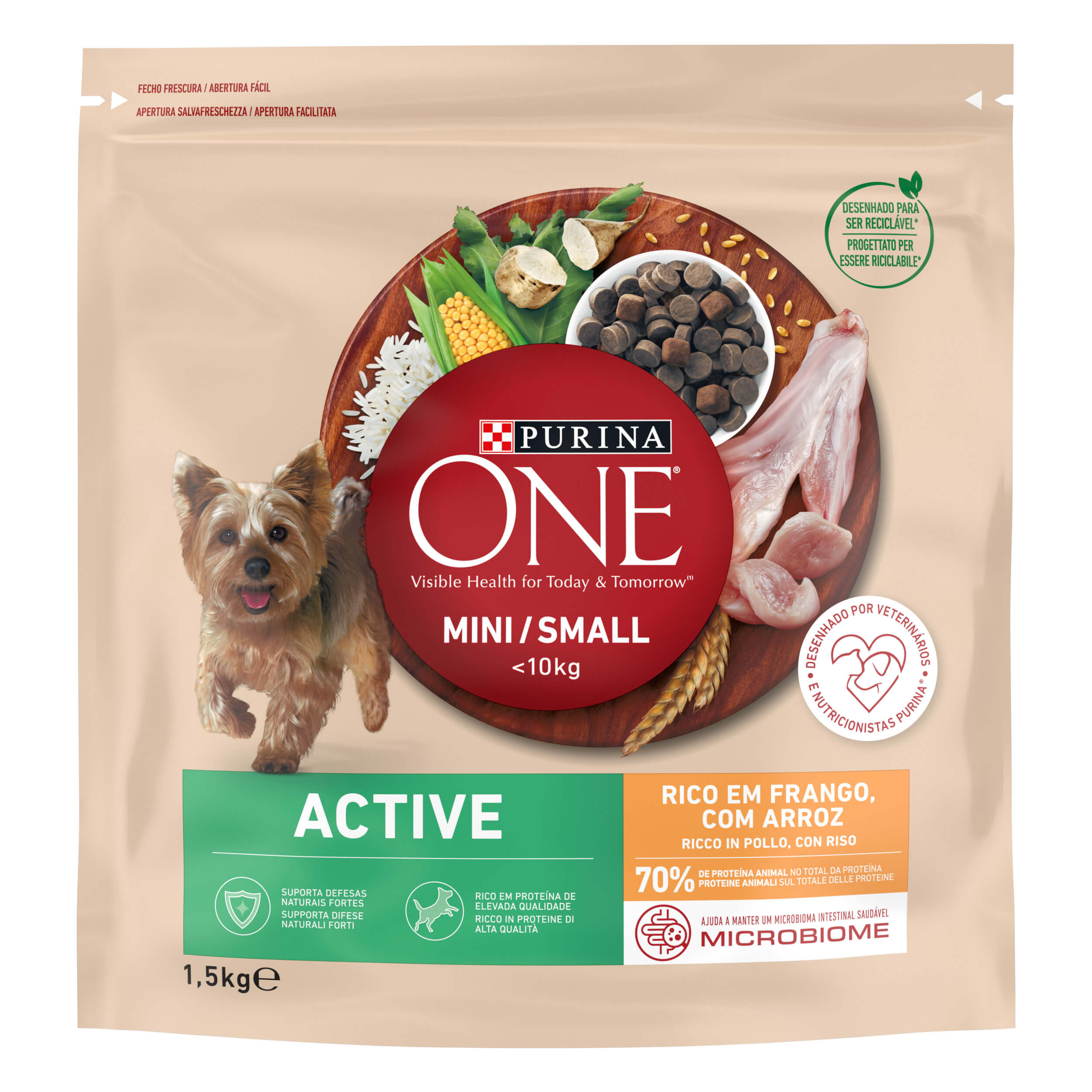 Purina One Mini Active суха храна за дребни кучета с пиле и ориз ...